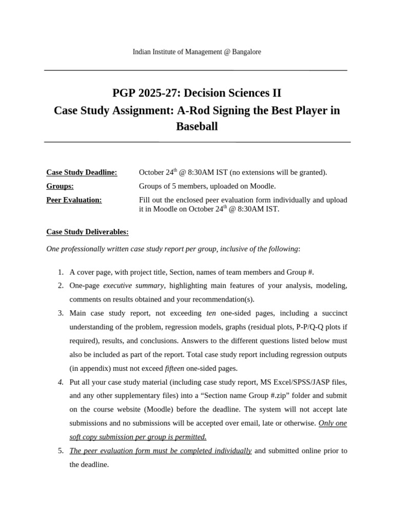 IIM Bangalore PGP Case Study: A-Rod Analysis | PDF | Regression ...