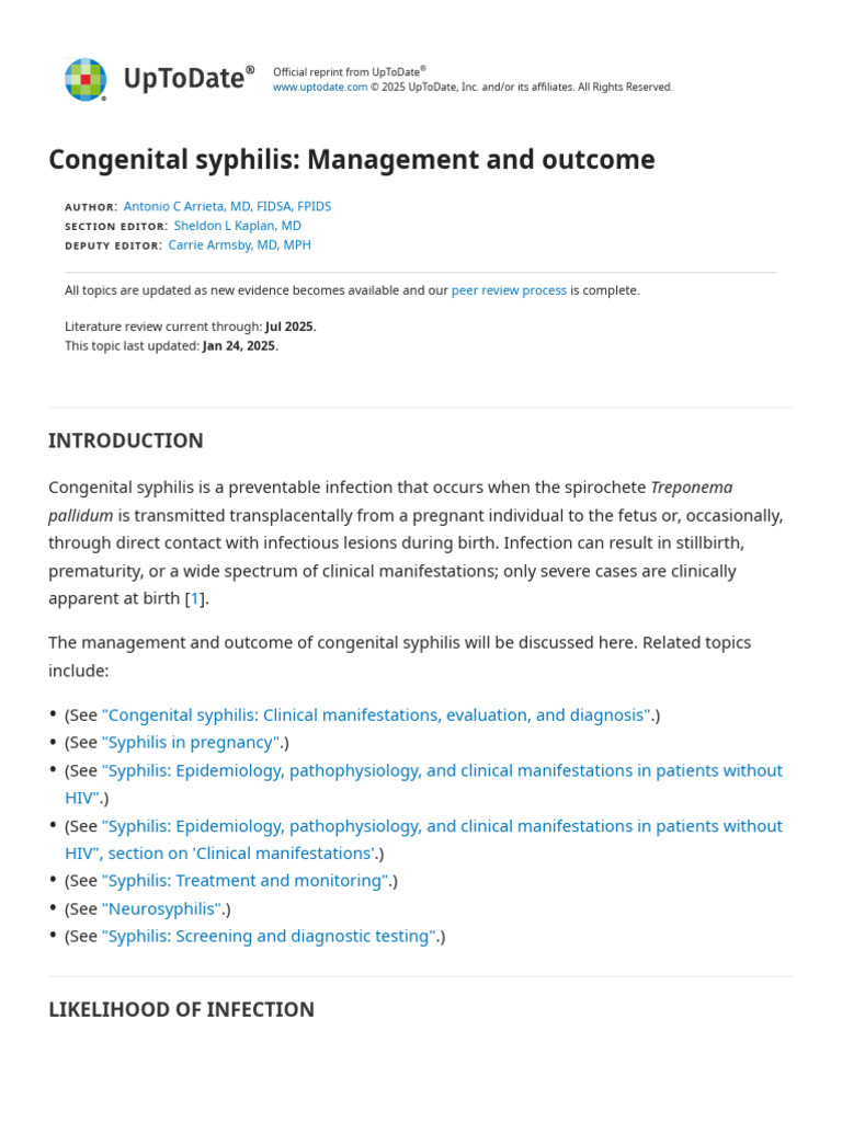 Congenital Syphilis: Management Guide | PDF | Cerebrospinal Fluid ...