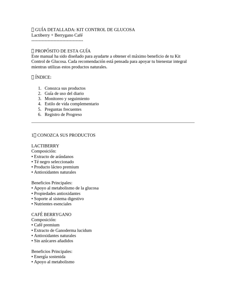 Guía Completa Kit Control Glucosa | PDF | café
