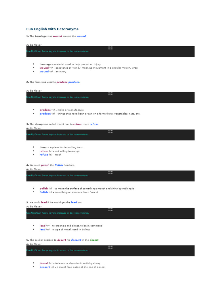 Fun with English Heteronyms Explained | PDF