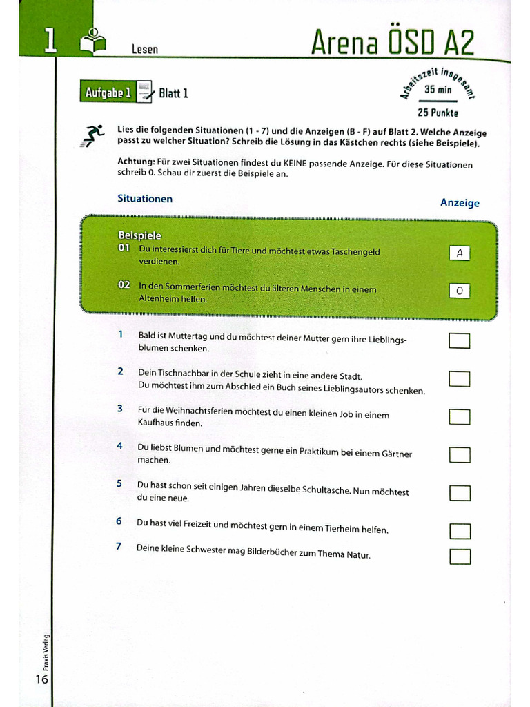 Arena A2 ÖSD Test 1 | PDF