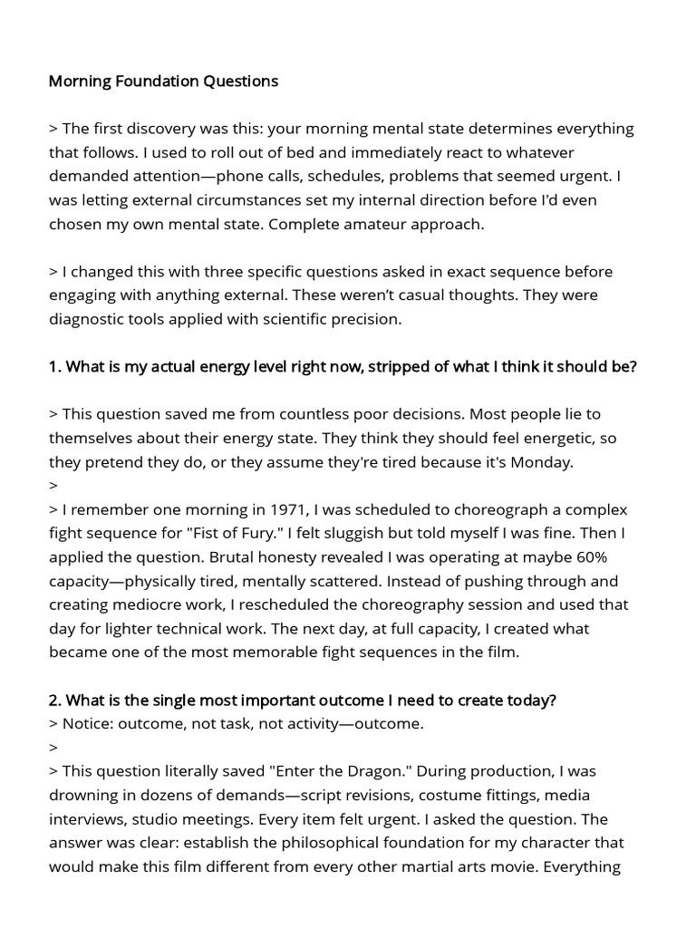 Transform Your Day with Key Reflection Questions | PDF | Thought | Mind