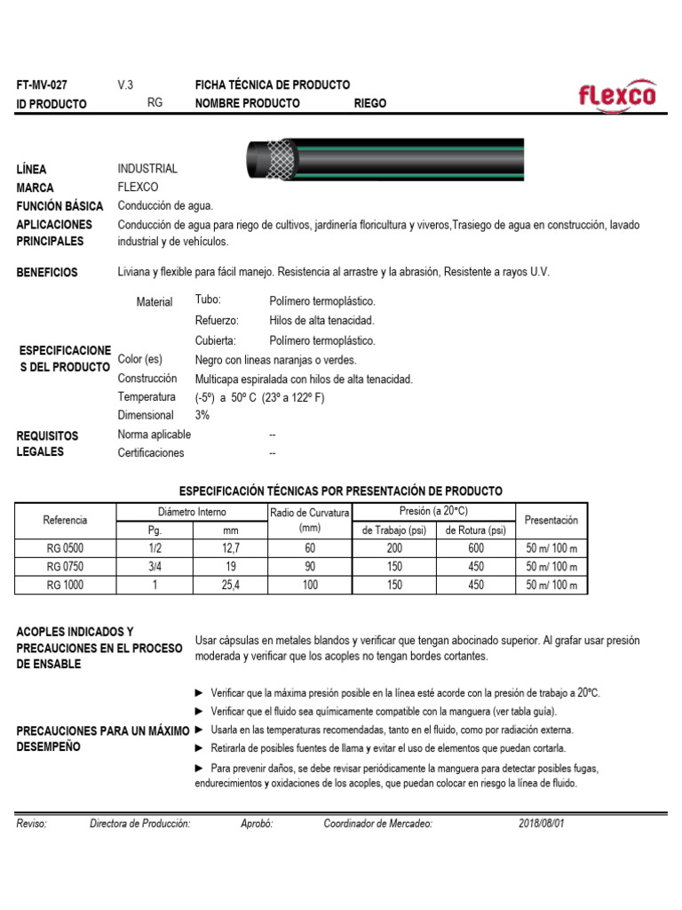 FT MV 027riego 20180801Vs3 | PDF | Materiales