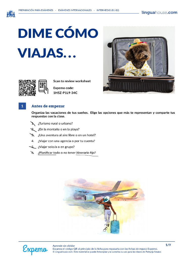 Dime Como Viajas Castellano Spanish Student B1 B2 PDF | PDF
