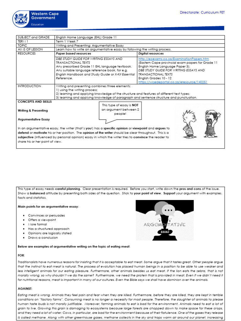 Grade 11 EHL Argumentative Essay Guide | PDF | Macbeth | Poetry