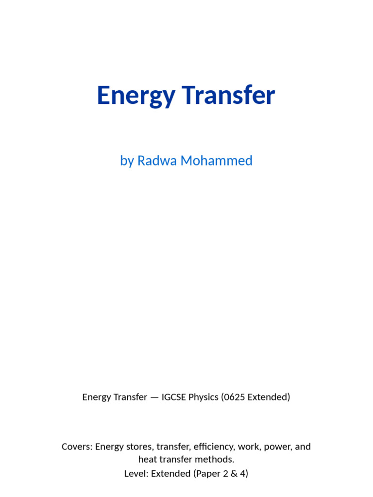 Energy Transfer IGCSE 0625 Edited........... | PDF | Heat Transfer | Heat