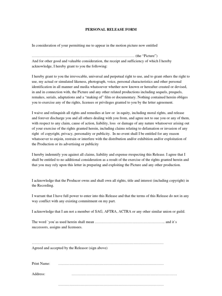 Personal Release Form | PDF | Government Information | Common Law