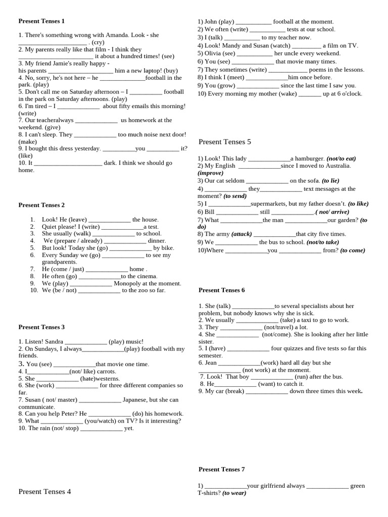 Present Tenses 1-11 | PDF