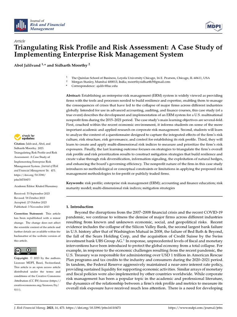 ERM System Implementation Case Study | PDF | Risk | Risk Management