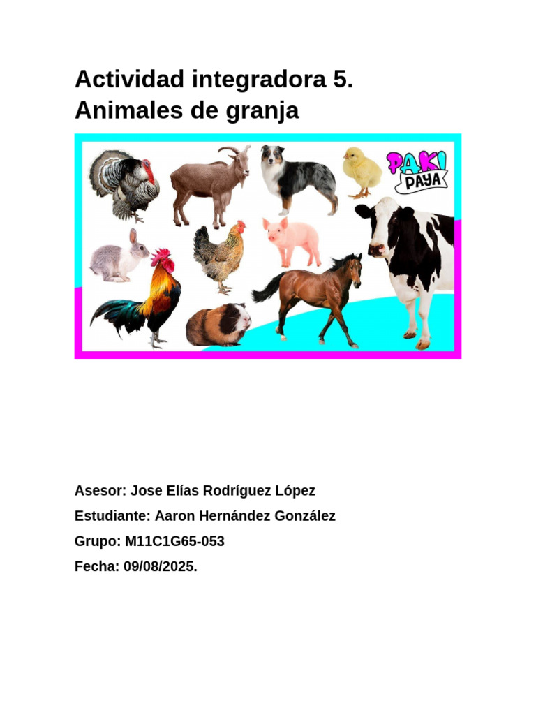 Actividad Integradora 5: Animales de Granja | PDF | Ecuaciones ...