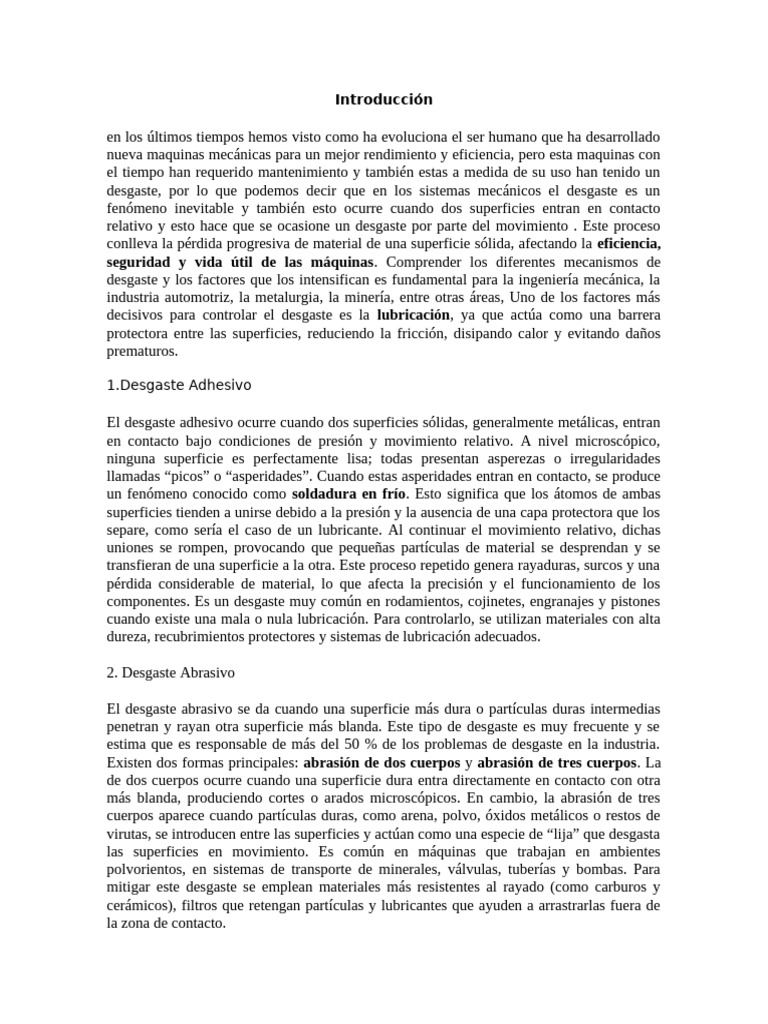 Mecanismos y Control del Desgaste Mecánico | PDF | Abrasivo | Fatiga ...