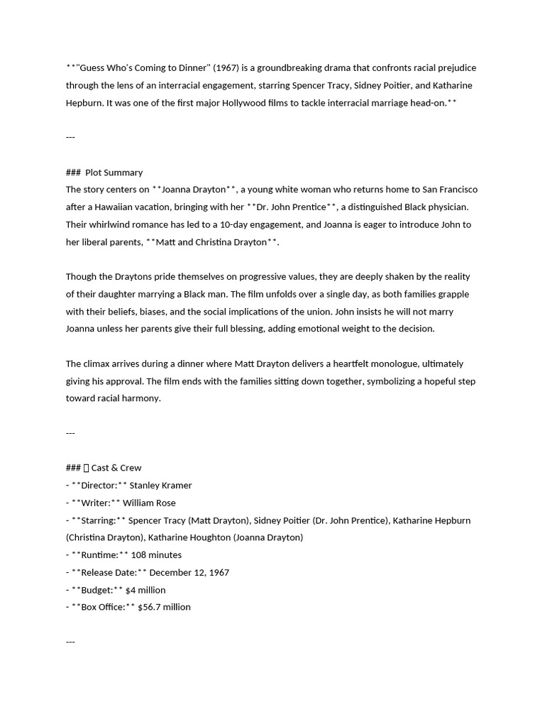2-Guess Who's Coming To Dinner | PDF