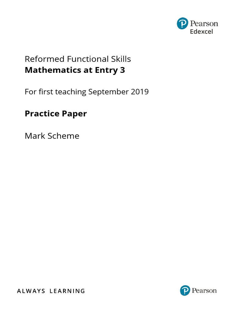 Entry 3 Maths Practice Paper Guide | PDF | Numbers | Mathematics