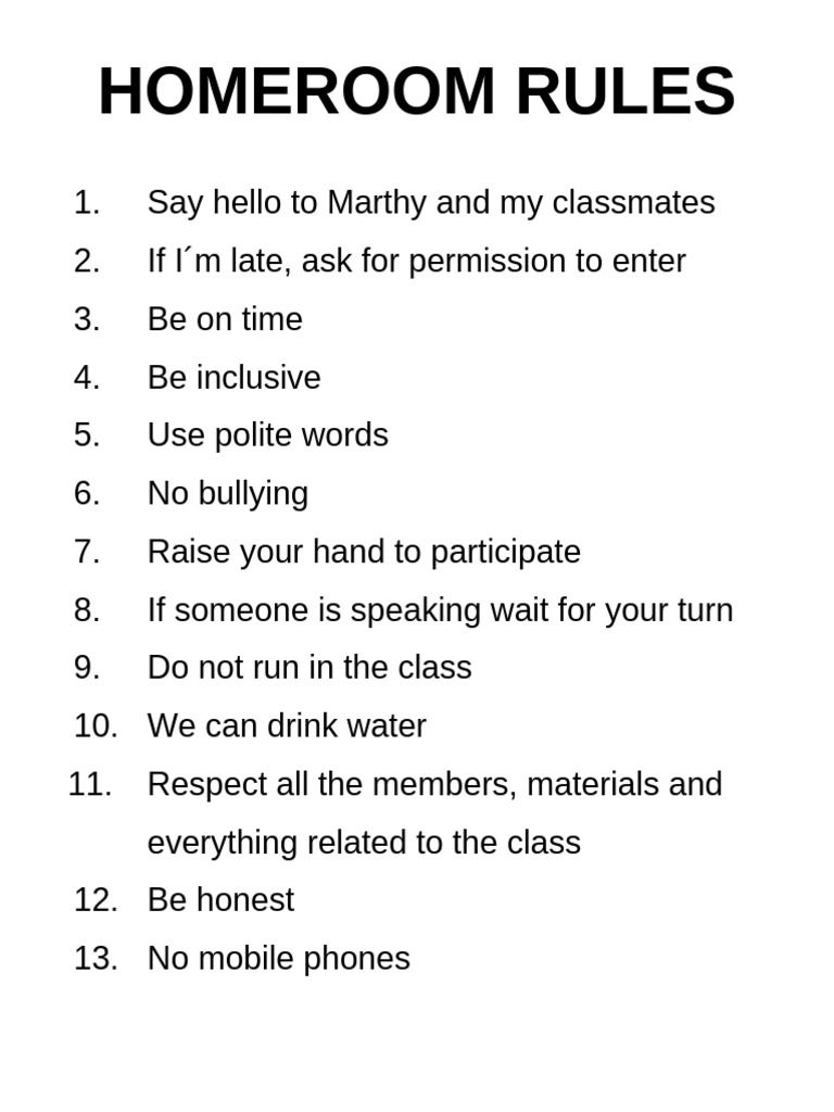 Homeroom Conduct Guidelines | PDF