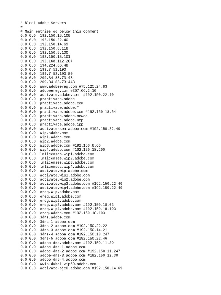 Block Adobe Servers List | PDF