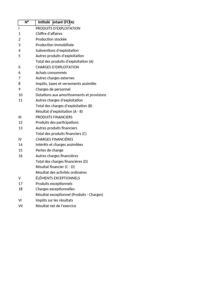 Compte de résultat OHADA 2023 | PDF