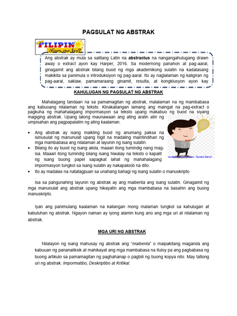 PAGSULAT-NG-ABSTRAK-piling Larang Quarter-2 | PDF