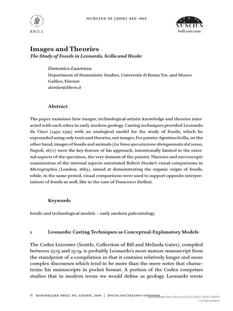 Images and Theories. Study of Fossils. 22p. | PDF | Leonardo Da Vinci ...