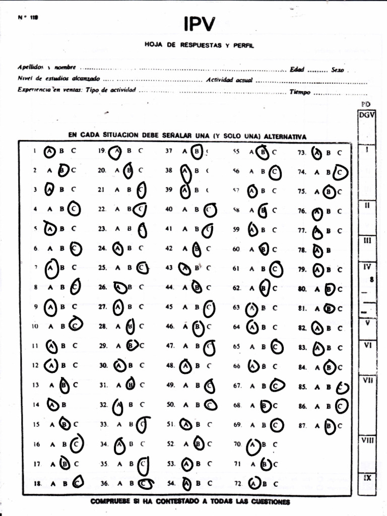 Hoja de Rpta Ipv | PDF