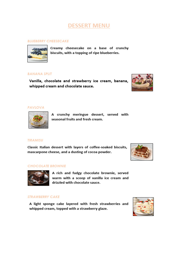 Dessert Menu | PDF
