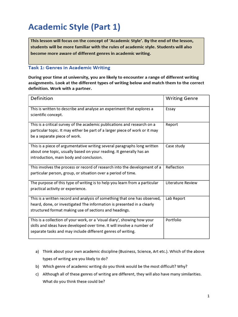 Understanding Academic Writing Styles | PDF | Cognition | Learning