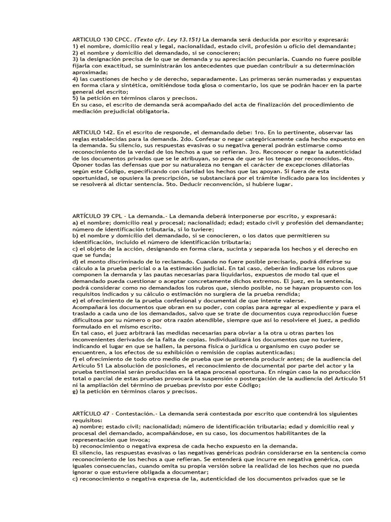 Demandas CPCC y CPL - PDF - Clase Retorica | PDF | Demanda judicial | Sentencia (ley)