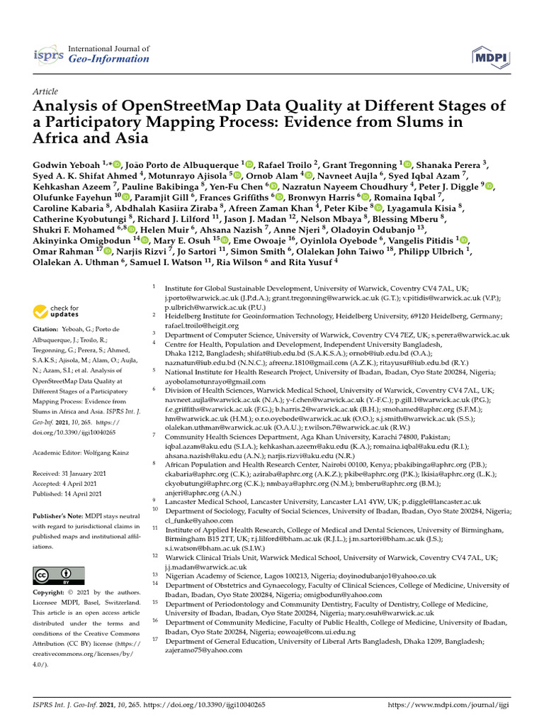 Analysis of OpenStreetMap Data Quality at Differen | PDF | Slum | Data