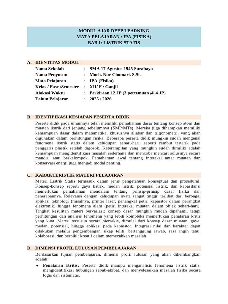 Modul Bab 1 Listrik Statis | PDF