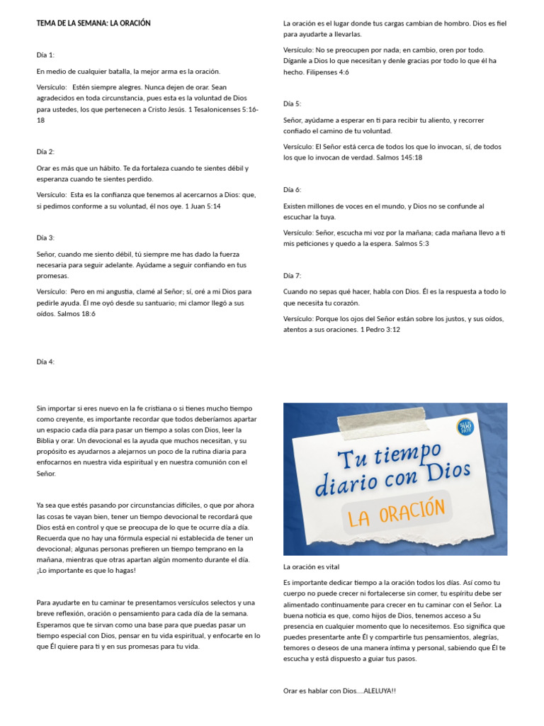 Devocional Semanal-La Oracion | PDF | Oración