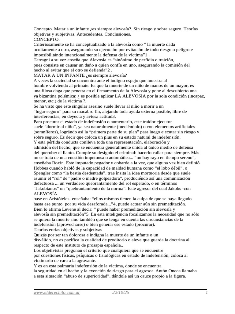 Alevosia | PDF | Malicia de antemano | Intención (Derecho Penal)