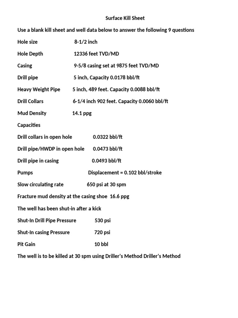 Surface Kill Sheet 6 | PDF