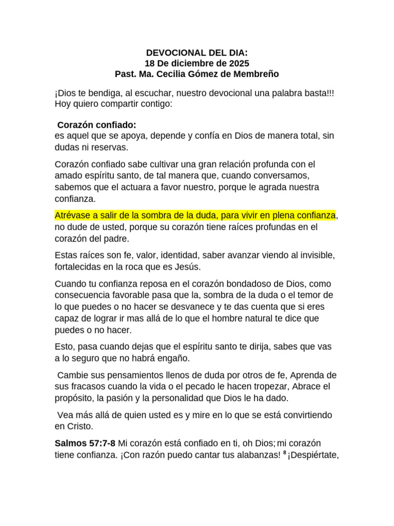 Devocional Corazon Confiado Enero18 Del 25 | PDF