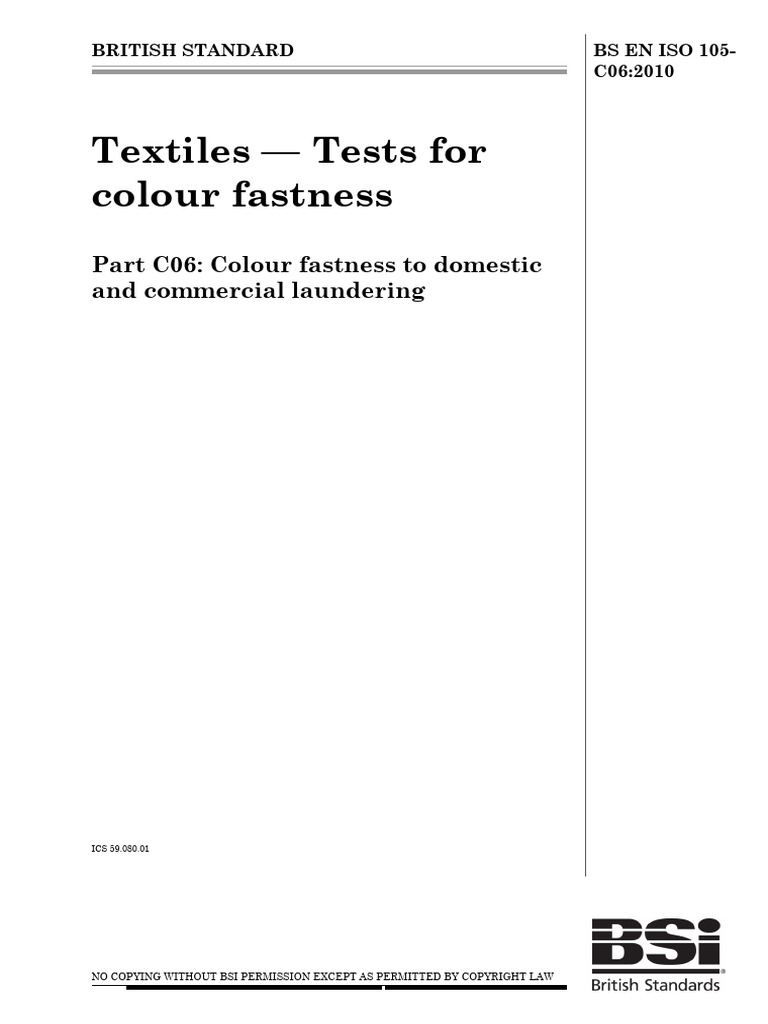 ISO 105-C06:2010 Colour Fastness Standard | PDF | Textiles | Detergent