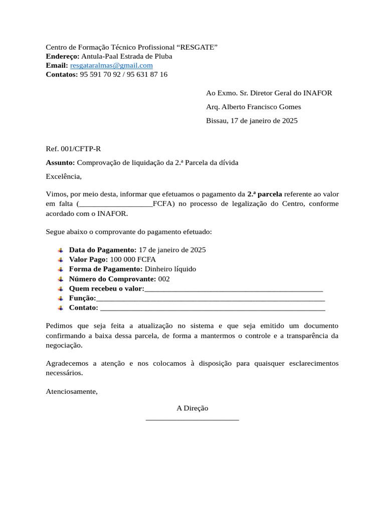 Liquidação Da Dívida Com A INAFOR | PDF