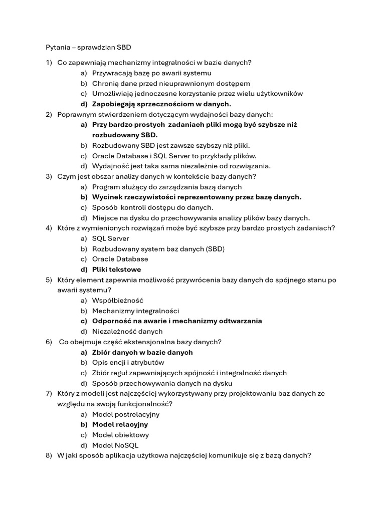Baza Pytan SBD PDF | PDF