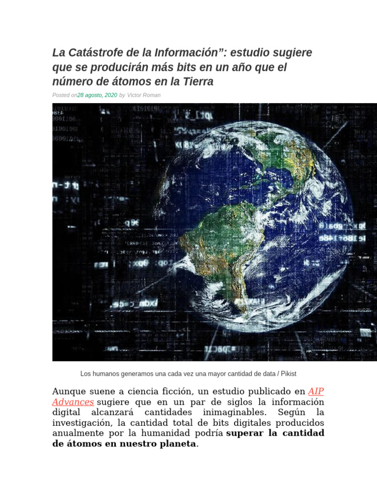 "La Catástrofe de La Información" Estudio Sugiere Que Se Producirán Más ...