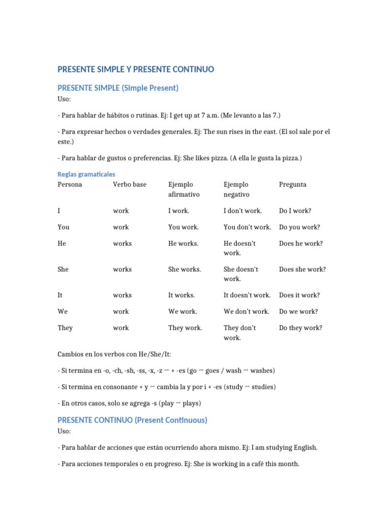 Presente Simple y Continuo | PDF | Chess Theory | Chess