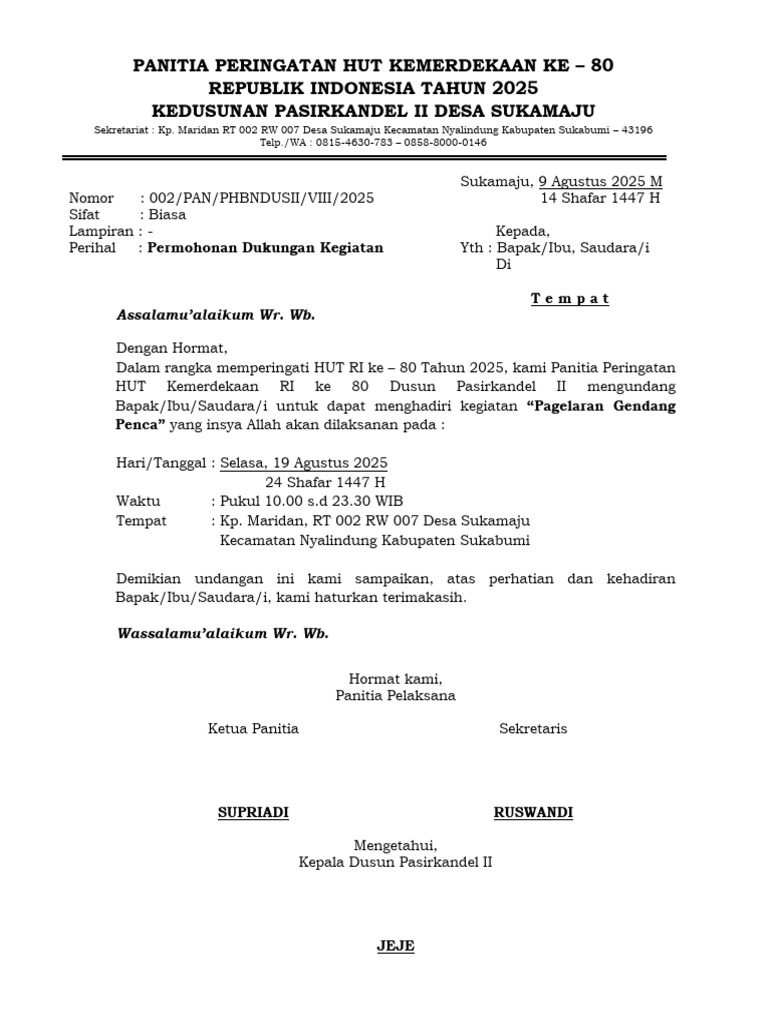 Undangan Kegiatan Silat E. Ramdhani | PDF