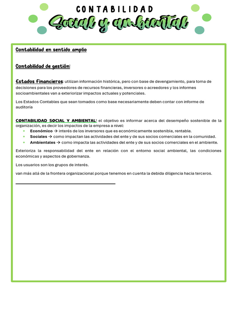 Resumen Cont Soc y Amb | PDF | Sustentabilidad | Contabilidad