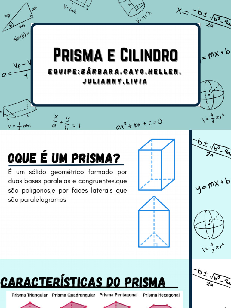 PRISMA E CILINDRO - Geometria Espacial. | PDF