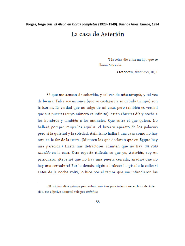 005 - La Casa de Asterión - Jorge Luis Borges | PDF