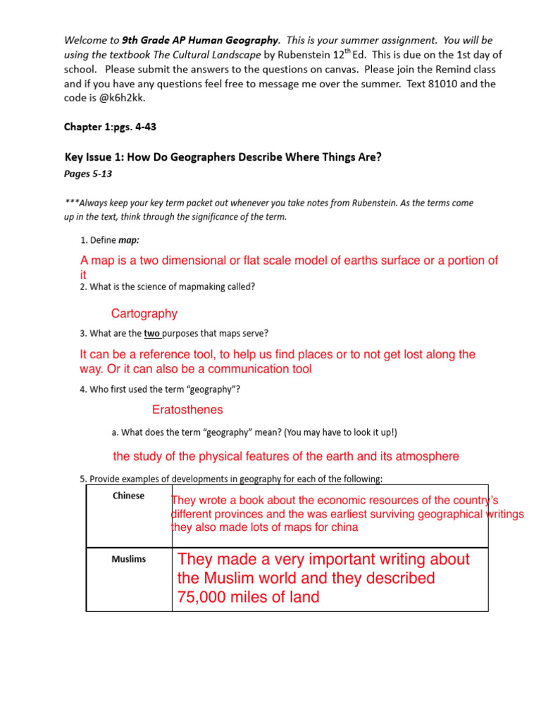 9th Grade AP Human Geography Summer Assignment | PDF | Geography ...
