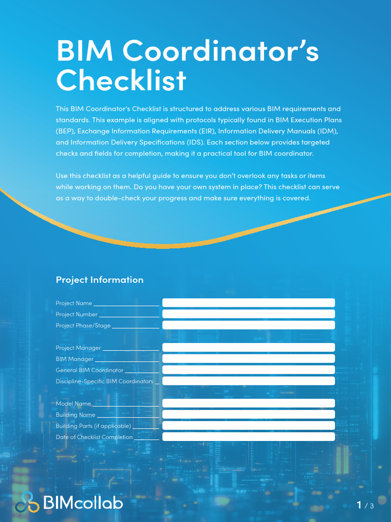 BIM Coordinator Checklist for Compliance | PDF | Building Information ...