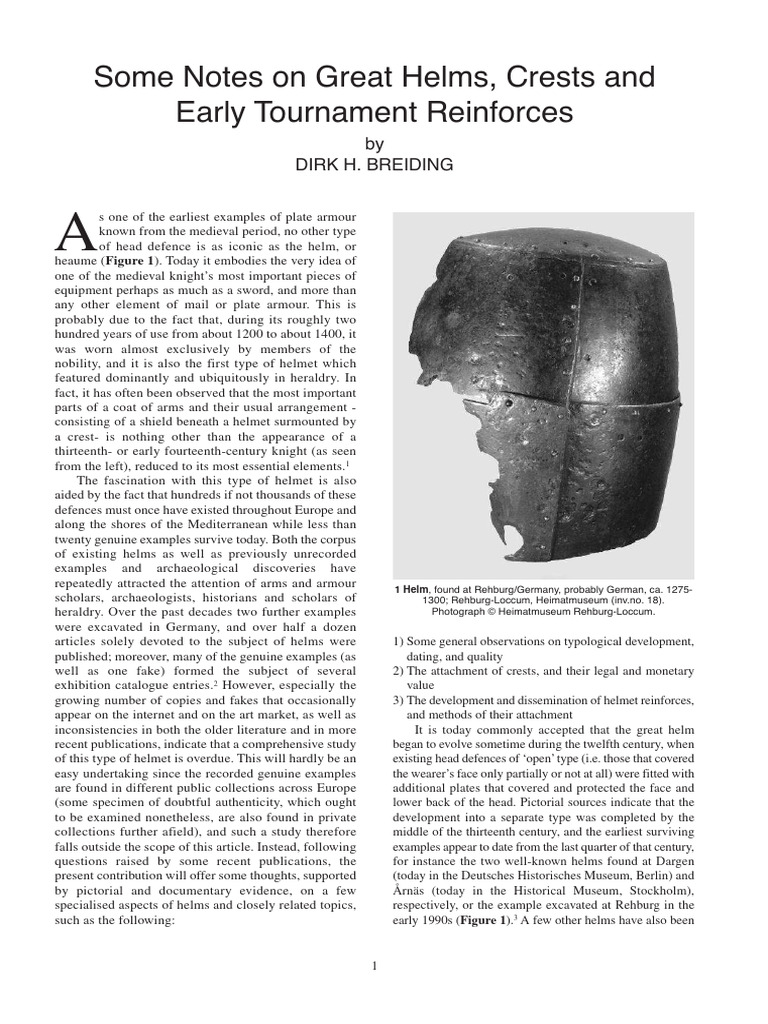 Great Helm Development and Crests | PDF | Heraldry