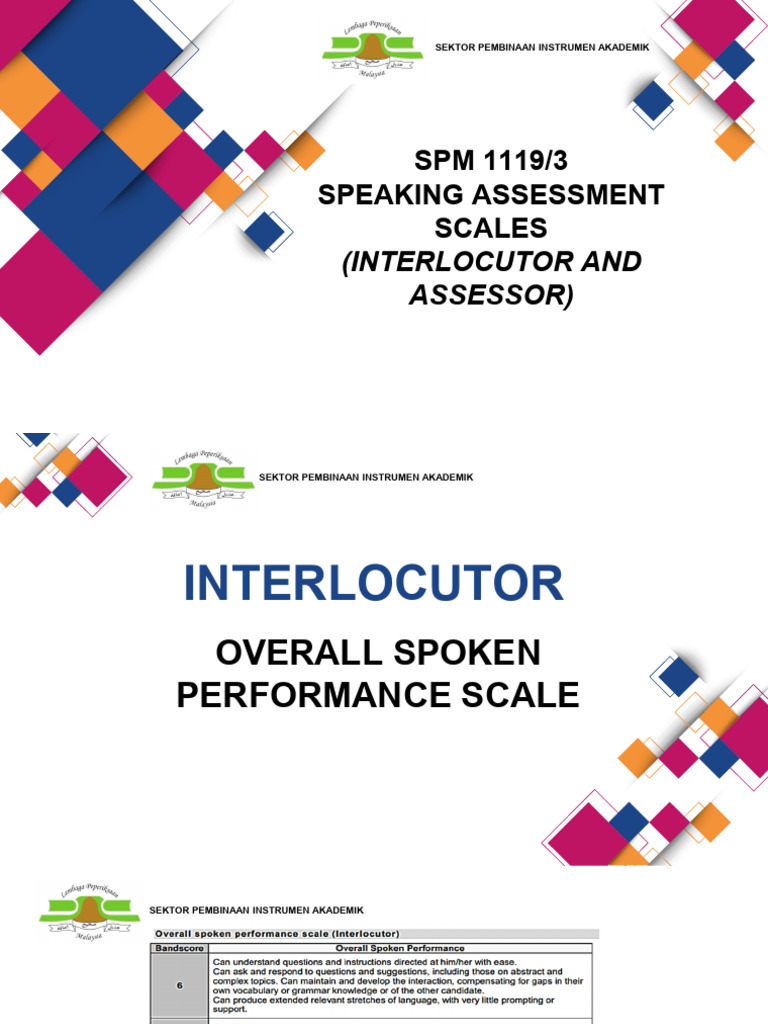 SPM Speaking Scales With Glossary Notes 2025 | PDF | Vocabulary | Grammar