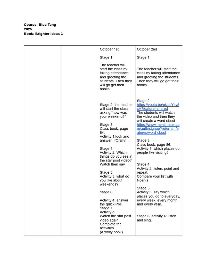 Blue Tang Course Lesson Plan 2025 | PDF | Human Communication | Learning