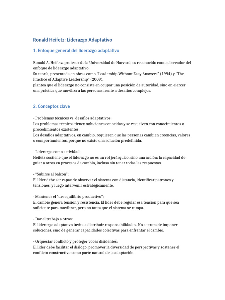 RonaldHeifetz LiderazgoAdaptativo | PDF | Liderazgo | Aprendizaje