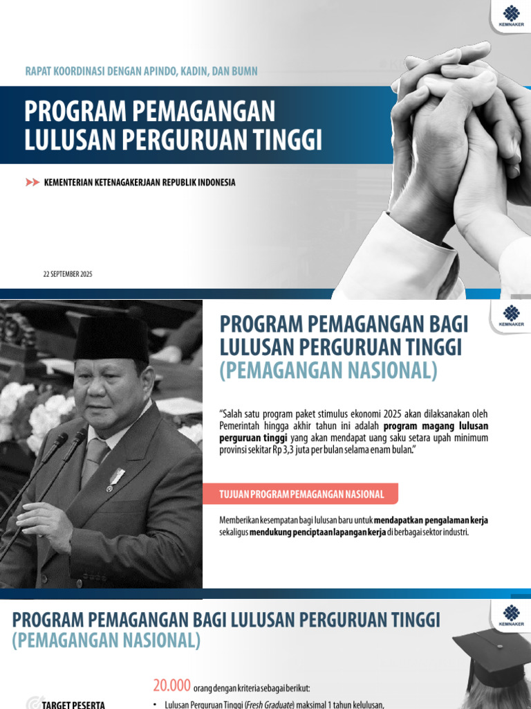 Materi Presentasi Pemagangan 25 Sept 2025 Kemnaker | PDF