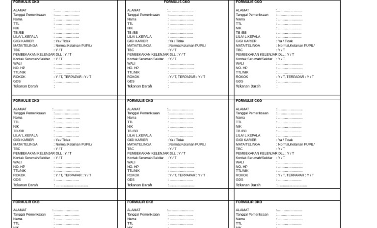 Formulir CKG untuk Pemeriksaan Kesehatan | PDF
