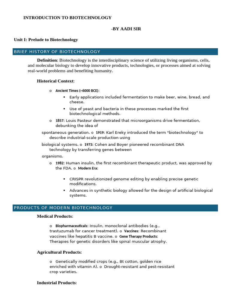 Overview of Biotechnology Applications | PDF | Biotechnology | Genetic ...